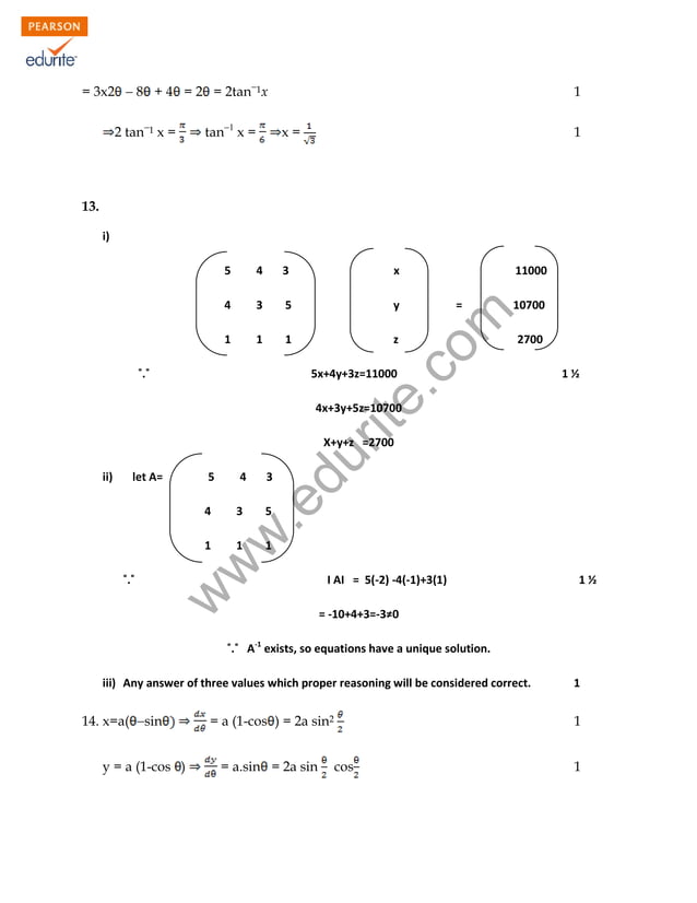 Cbse Class 12 Maths Sample Paper 2012-13 | PDF