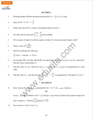 Class 12 Cbse Maths Sample Paper 2011-12 Model 2 | PDF