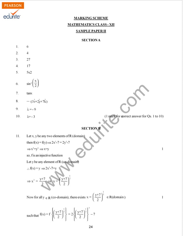 Class 12 Cbse Maths Sample Paper 2011-12 Model 2 | PDF