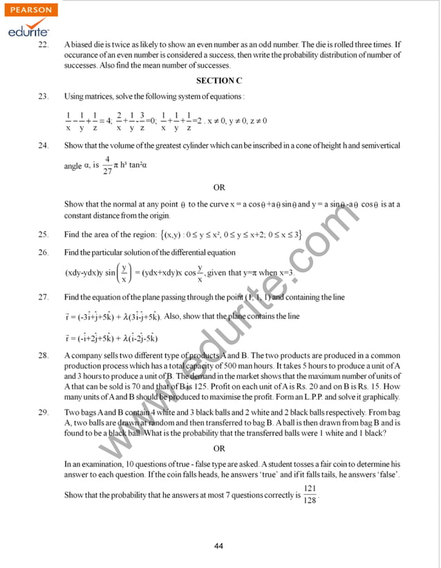 Class 12 Cbse Maths Sample Paper 2011-12 Model 3 | PDF