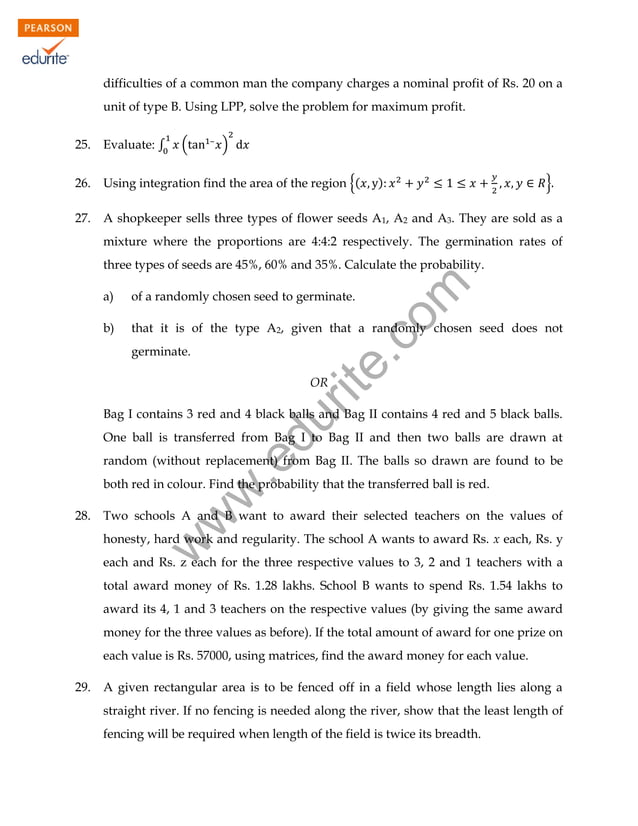 Class 12 Cbse Maths Sample Paper 2013-14 | PDF