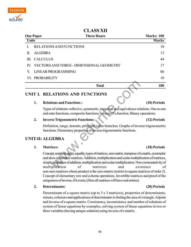 Class 12 Cbse Maths Syllabus 2010-11 | PDF | Physics | Science