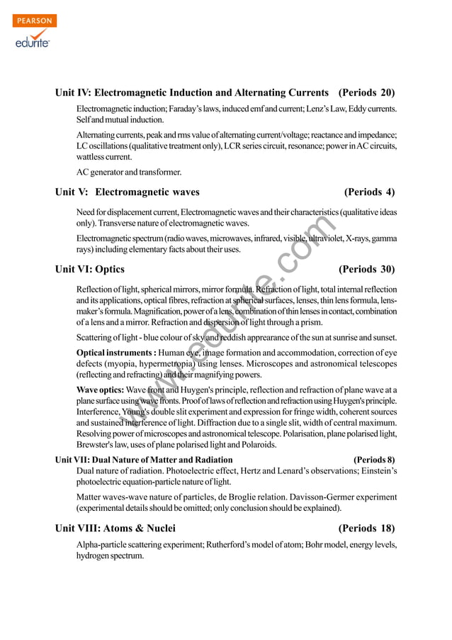 Class 12 Cbse Physics Syllabus 2013-14 | PDF