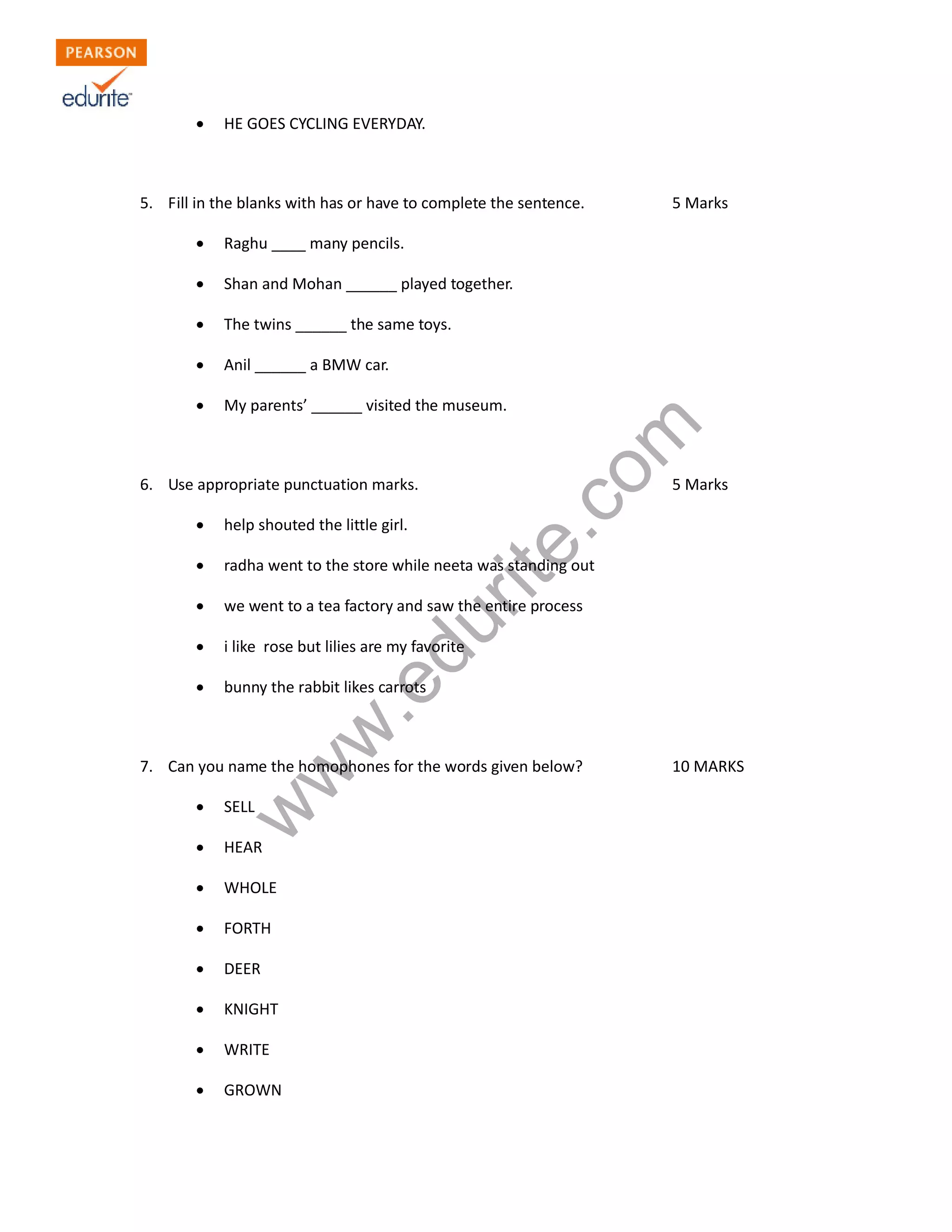 Class 2 CBSE English Sample Paper Model 1 | PDF