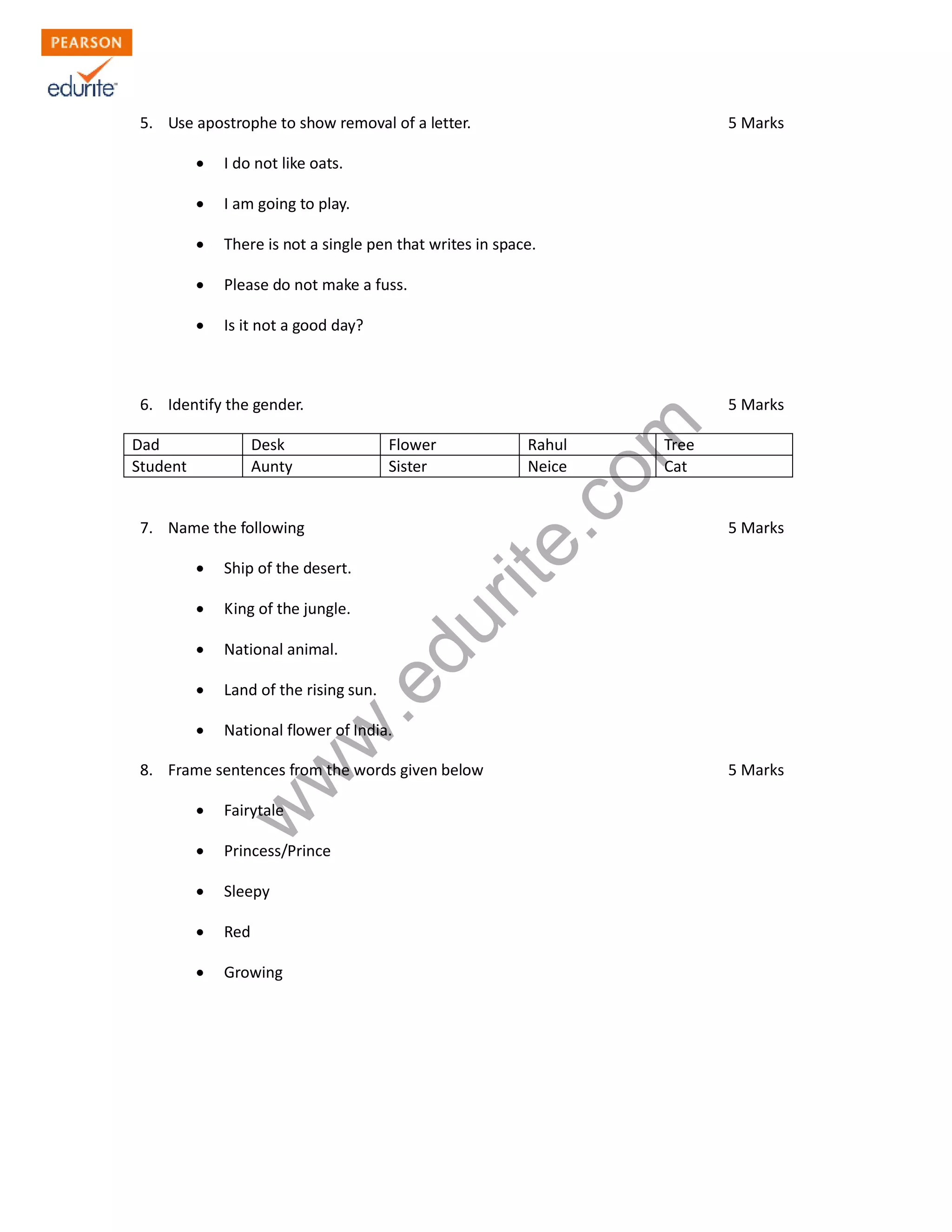 Class 3 CBSE English Sample Paper Model 3 | PDF