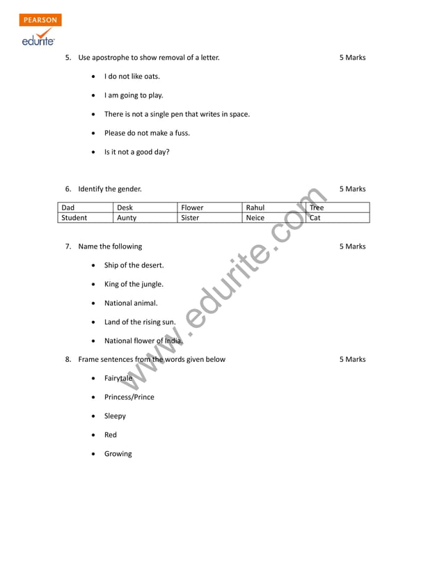 Class 3 CBSE English Sample Paper Model 3 | PDF