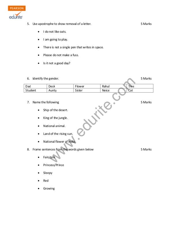 Class 3 CBSE English Sample Paper Model 3