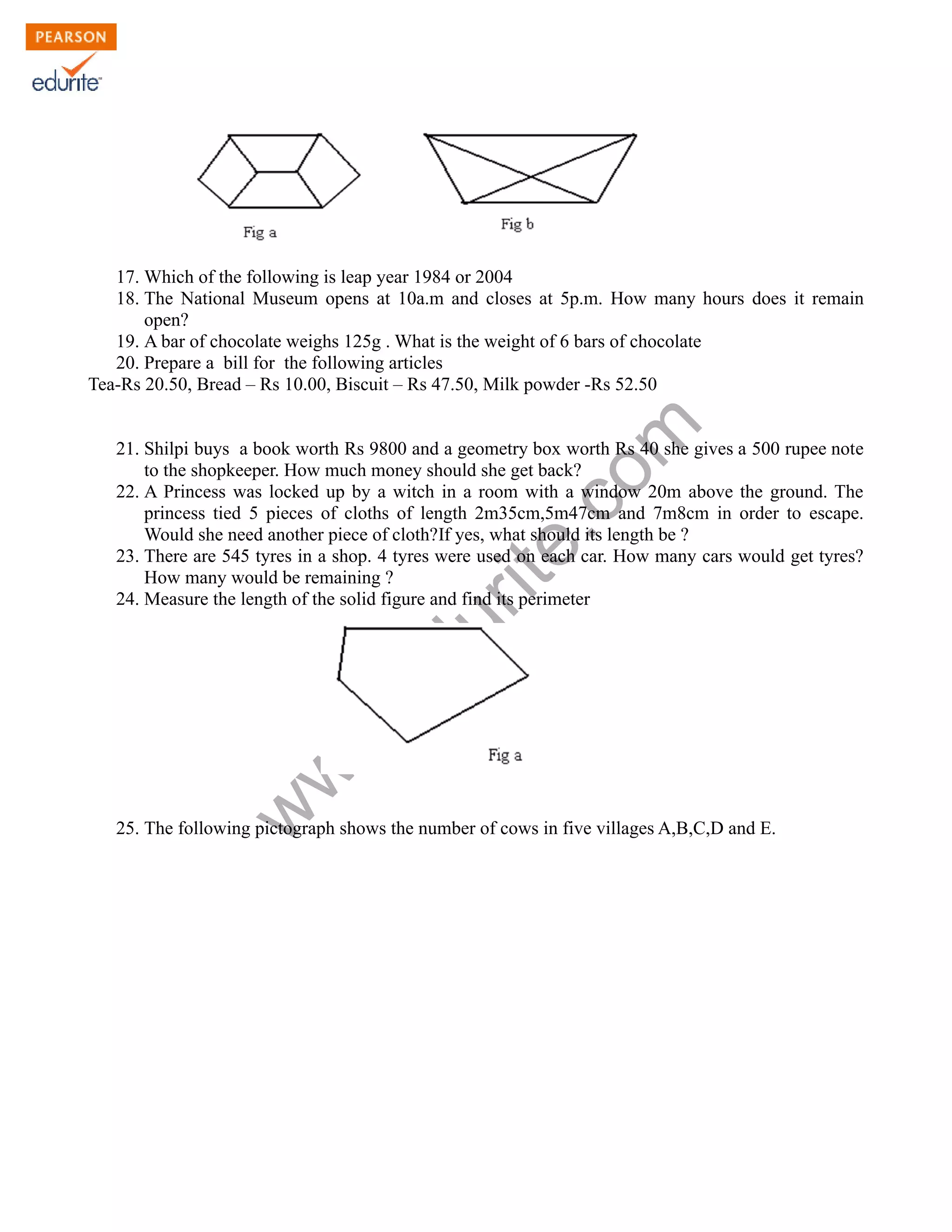 Class 3 CBSE Maths Sample Paper Term 2 Model 1 | PDF