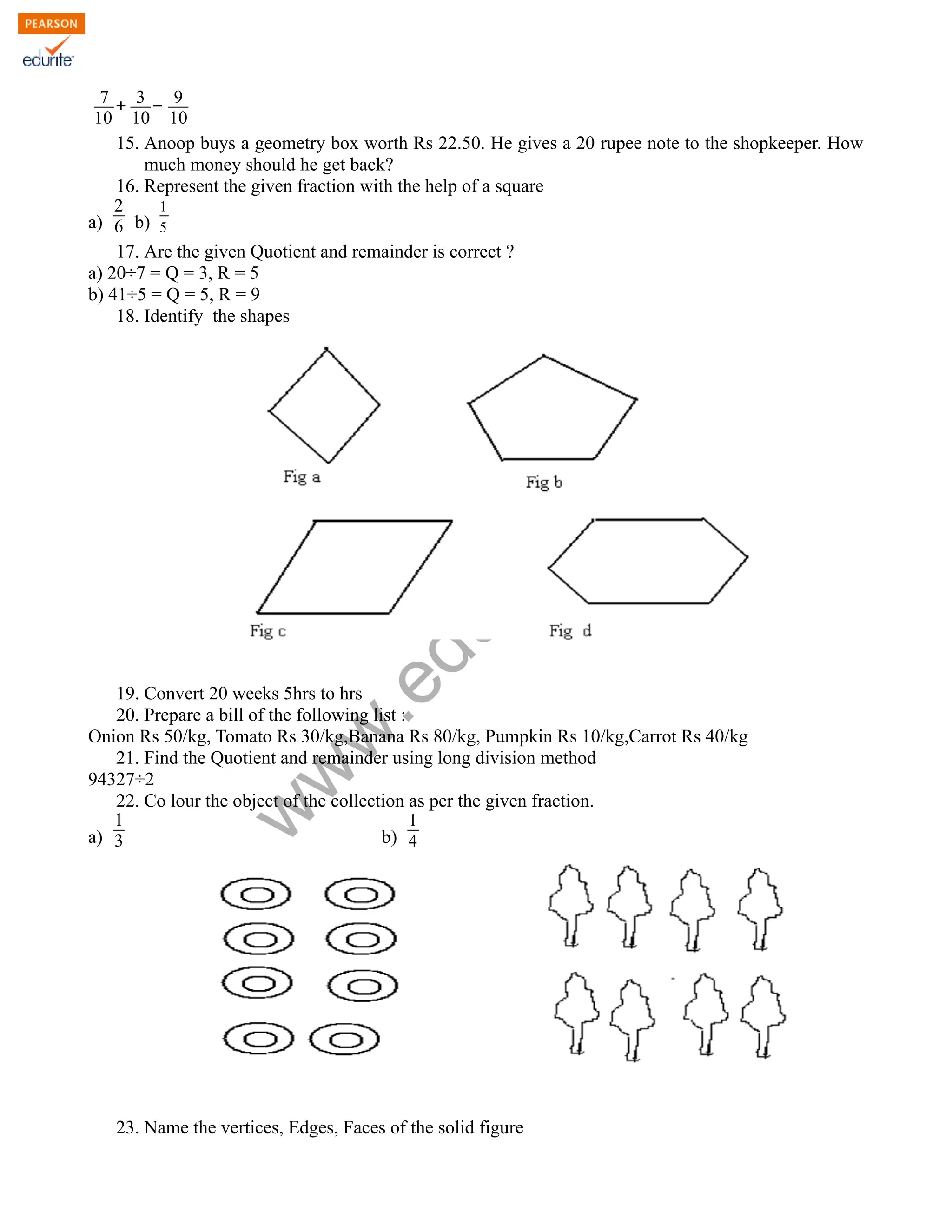 Class 3 CBSE Maths Sample Paper Term 2 Model 2 | PDF