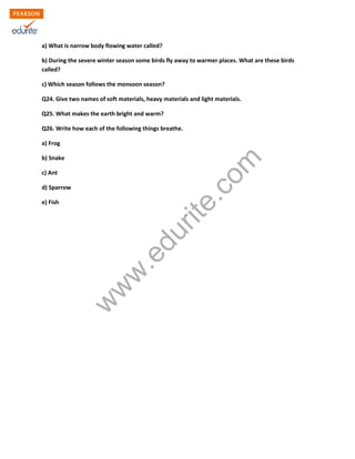 Class 3 CBSE Science Sample Paper Term 2 Model 2 | PDF