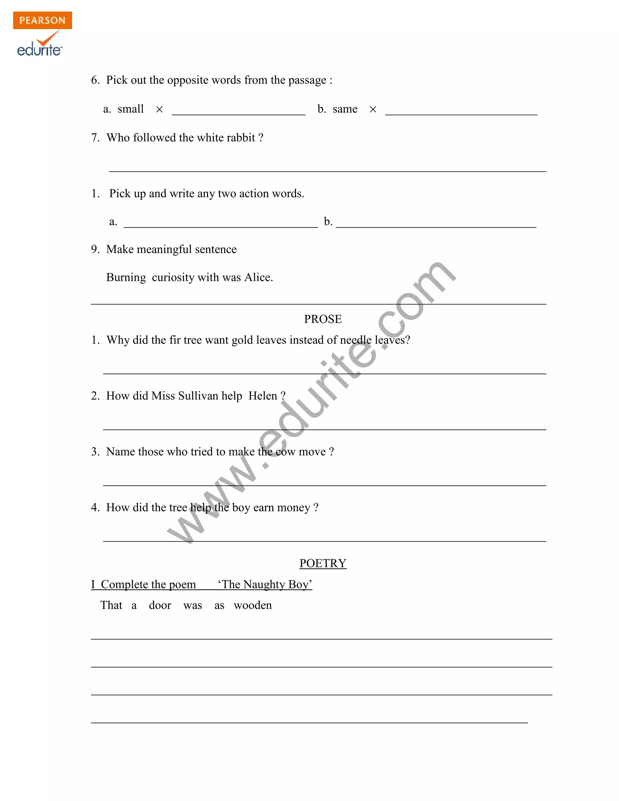Class 4 Cbse English Question Paper 2011 | PDF