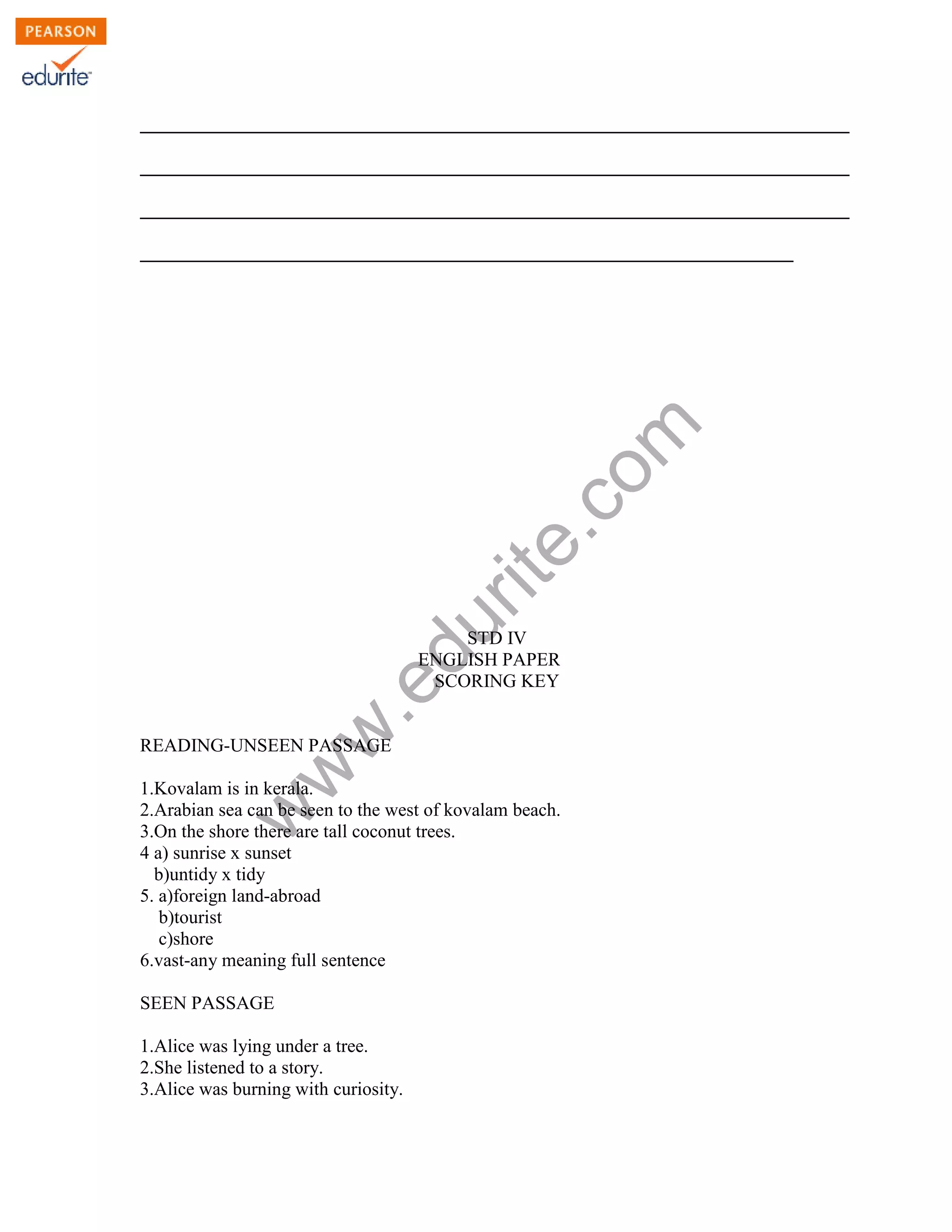 Class 4 Cbse English Question Paper 2011 | PDF