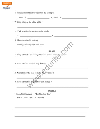 Class 4 Cbse English Question Paper 2011 | PDF