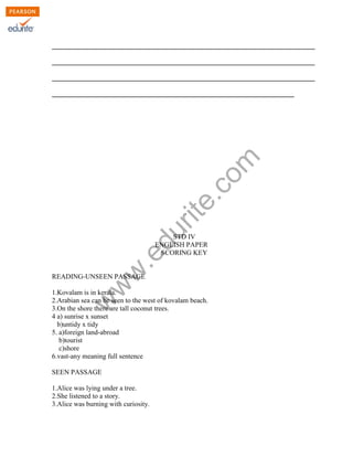 Class 4 Cbse English Question Paper 2011 | PDF