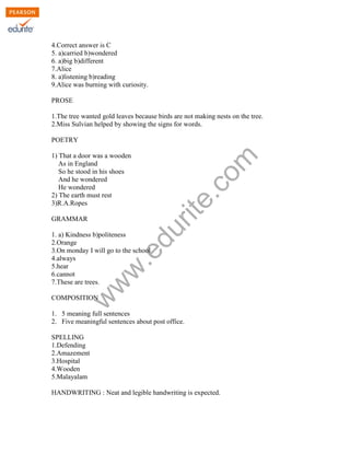 Class 4 Cbse English Question Paper 2011 | PDF