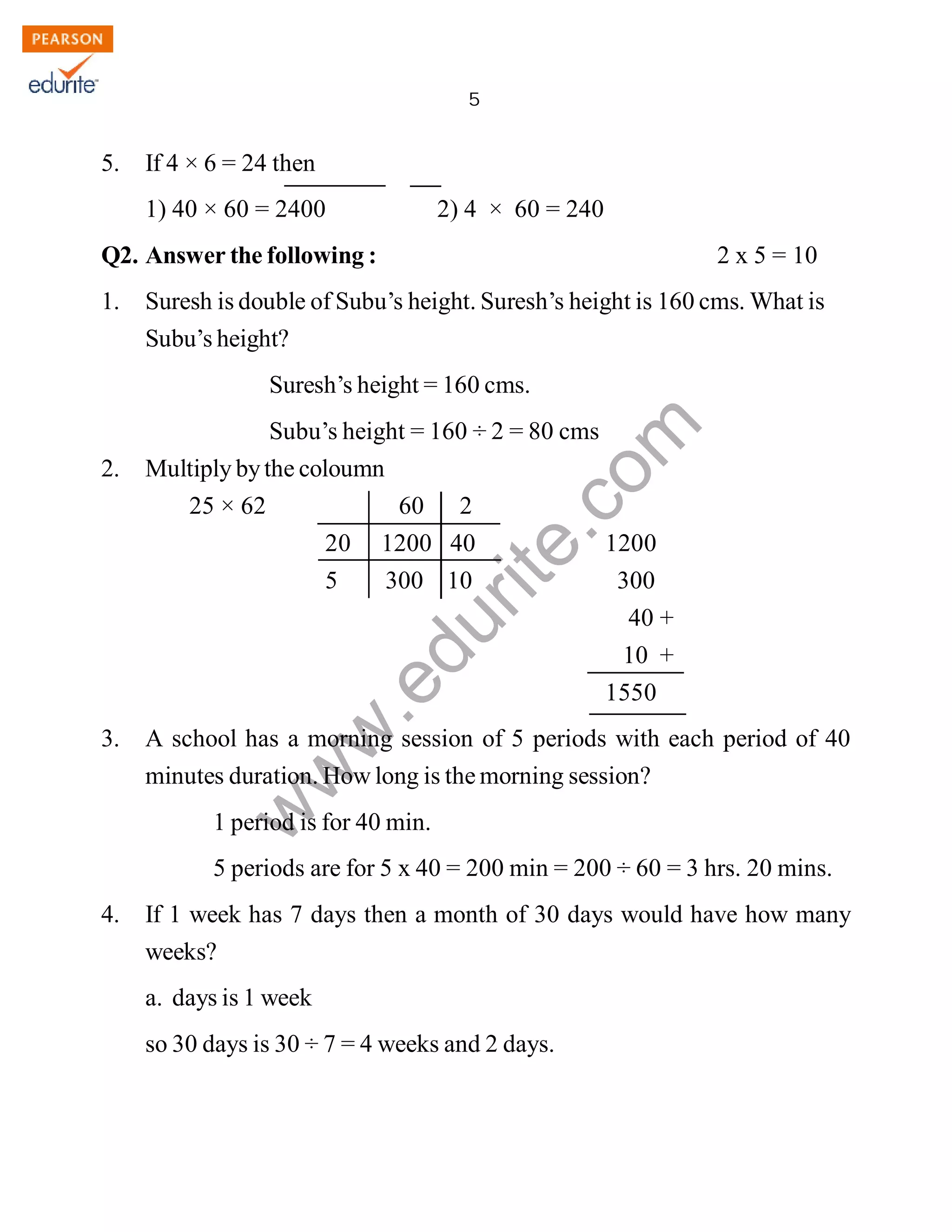 Class 4 Cbse Maths Question Paper | PDF