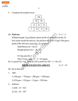 Class 4 Cbse Maths Question Paper | PDF