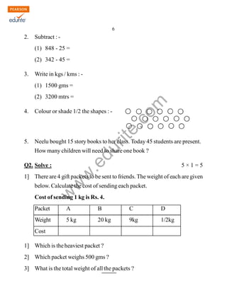 Class 4 Cbse Maths Question Paper | PDF