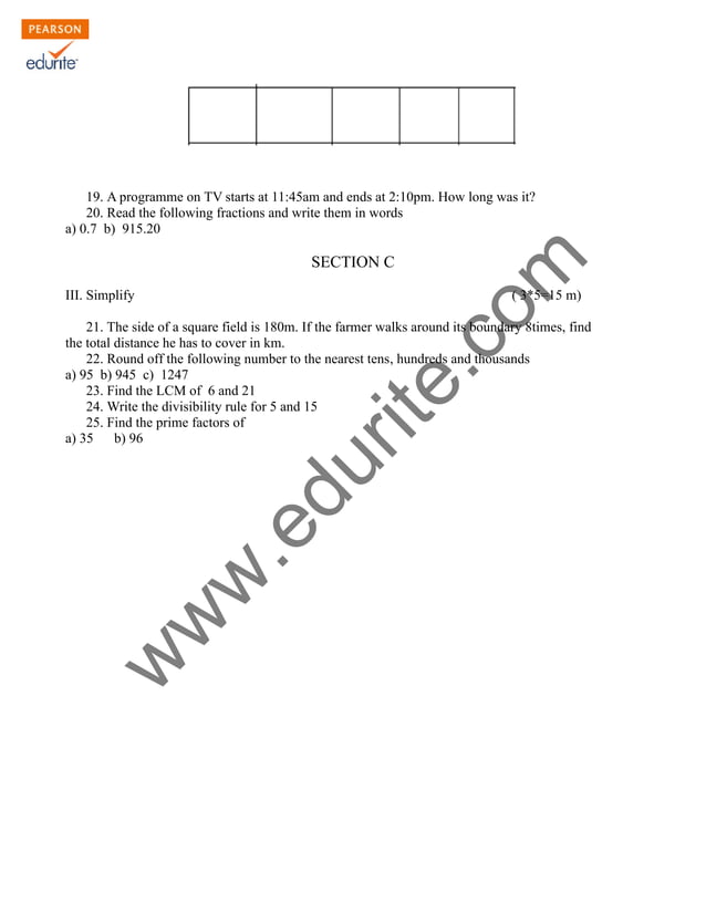 Class 4 Cbse Maths Sample Paper Term 1 Model 1 | PDF | Education