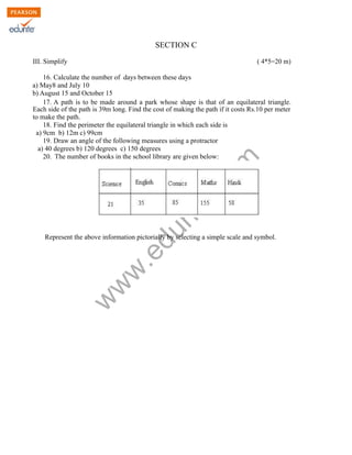 Class 4 Cbse Maths Sample Paper Term 2 Model 2 | PDF