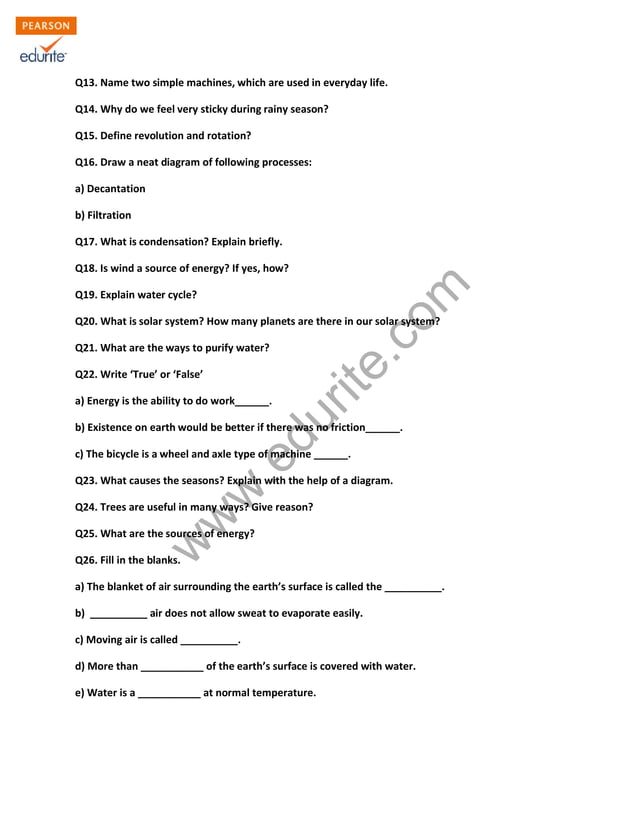 Class 4 Cbse Science Sample Paper Term 2 Model 1 | PDF | Geology | Science