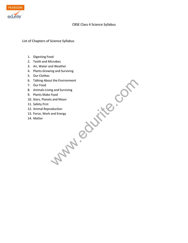 Class 4 Cbse Science Syllabus | PDF