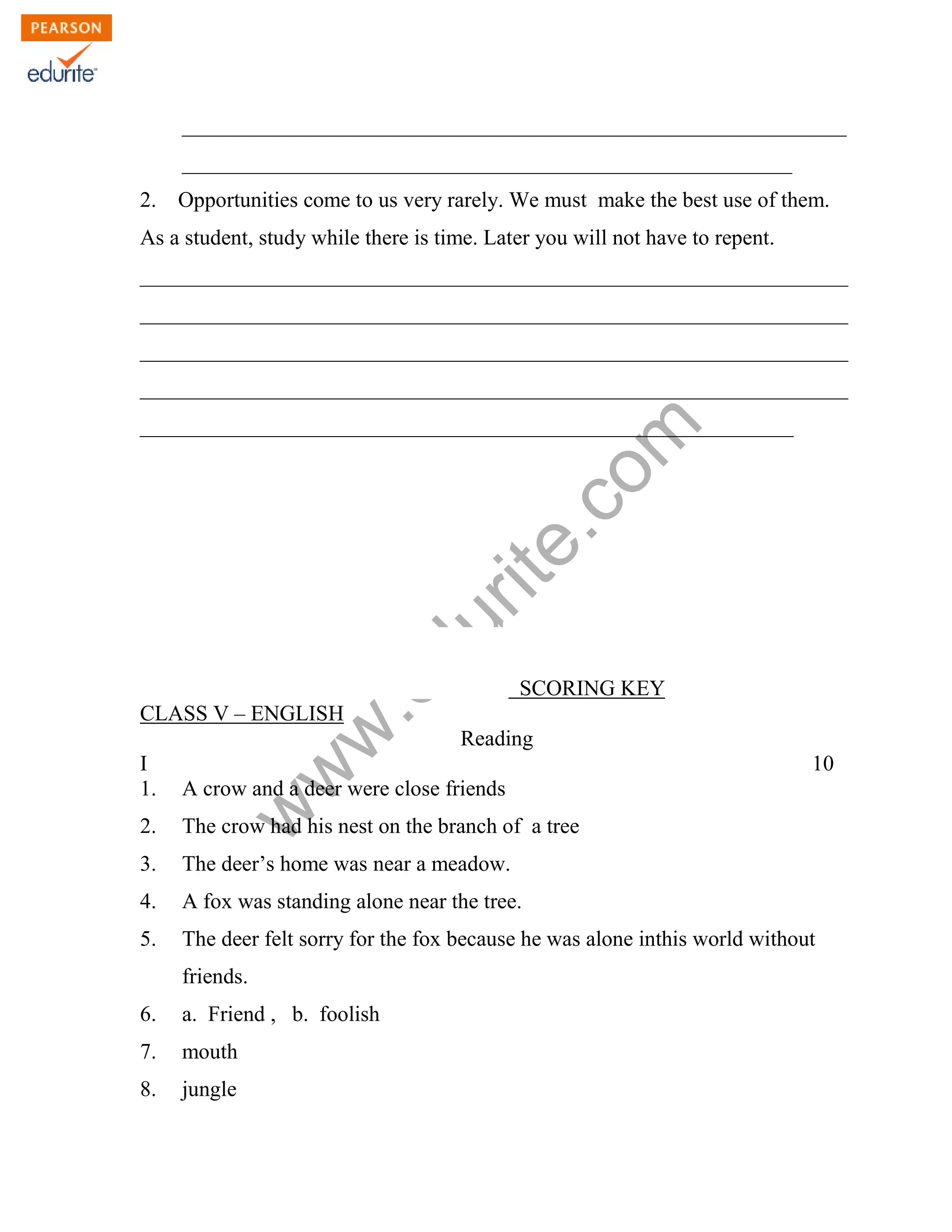 Class 5 Cbse English Question Paper | PDF