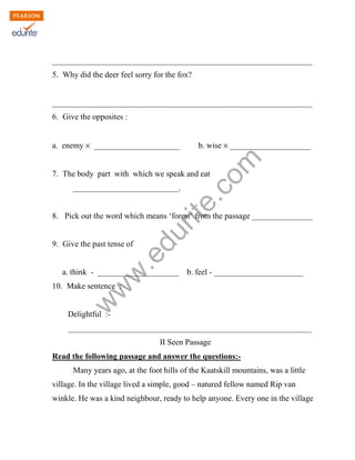 Class 5 Cbse English Question Paper | PDF