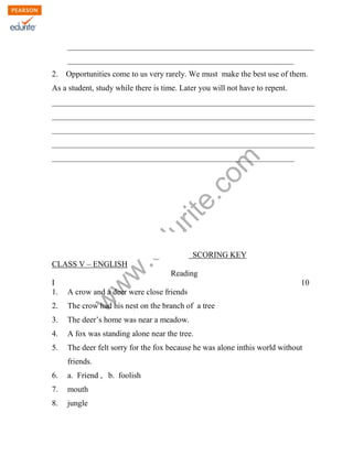 Class 5 Cbse English Question Paper | PDF