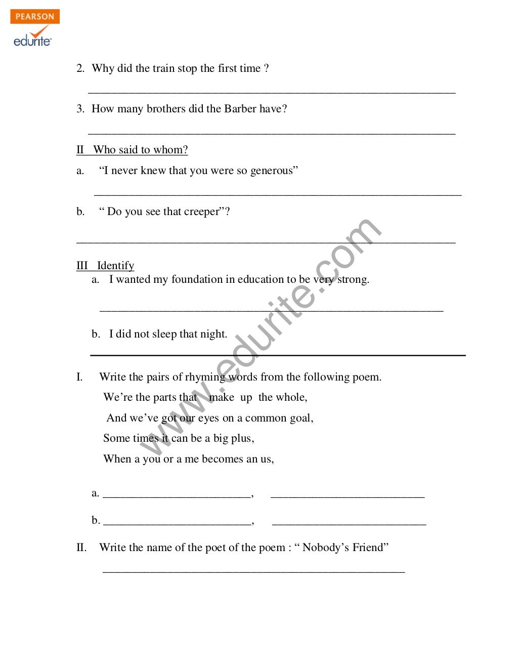 Class 5 Cbse English Question Paper