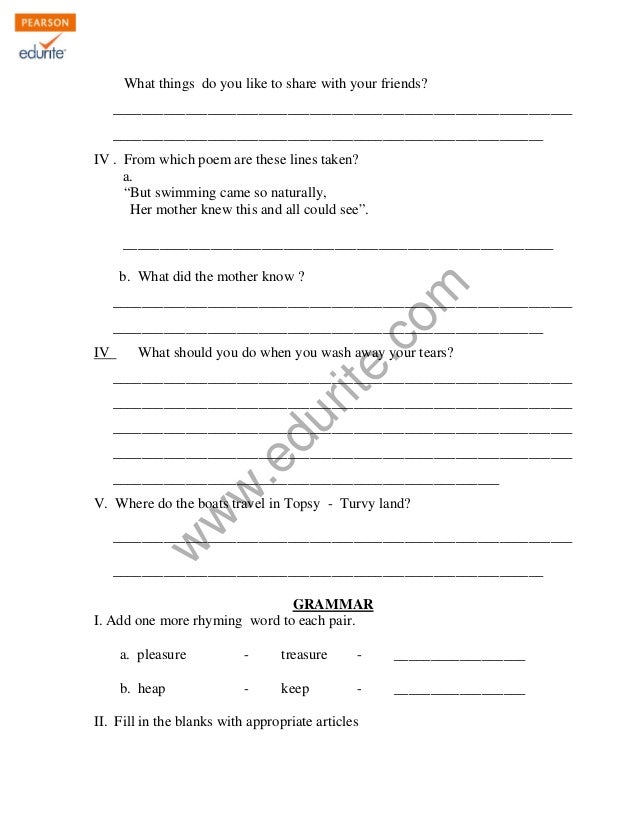 Class 5 Cbse English Question Paper