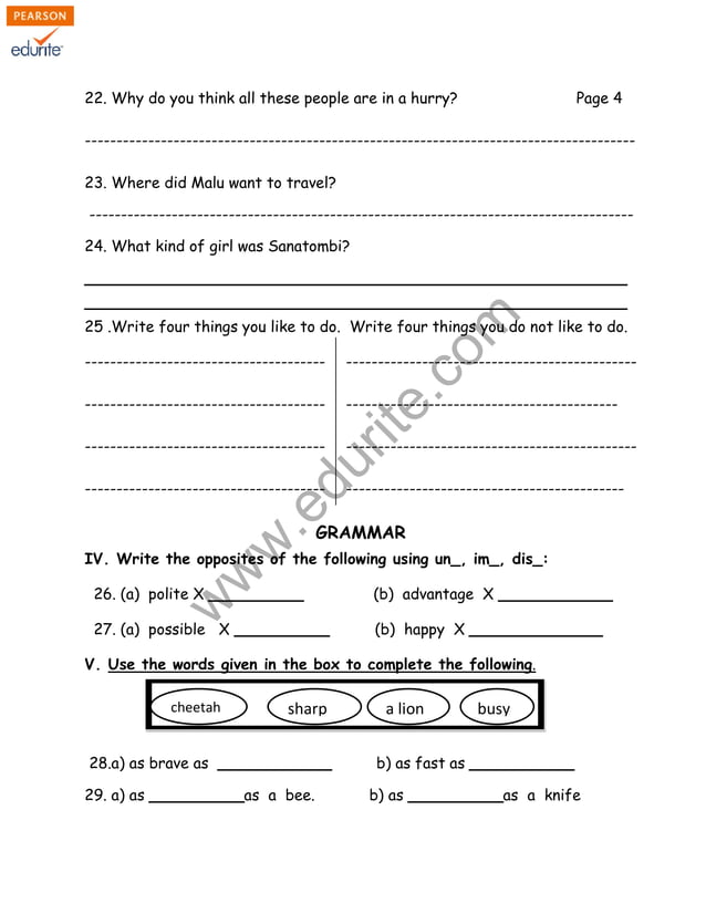 Class 5 Cbse English Question Paper Term 2 | PDF