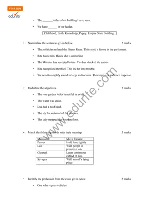 Class 5 Cbse English Sample Paper Model 3 | PDF