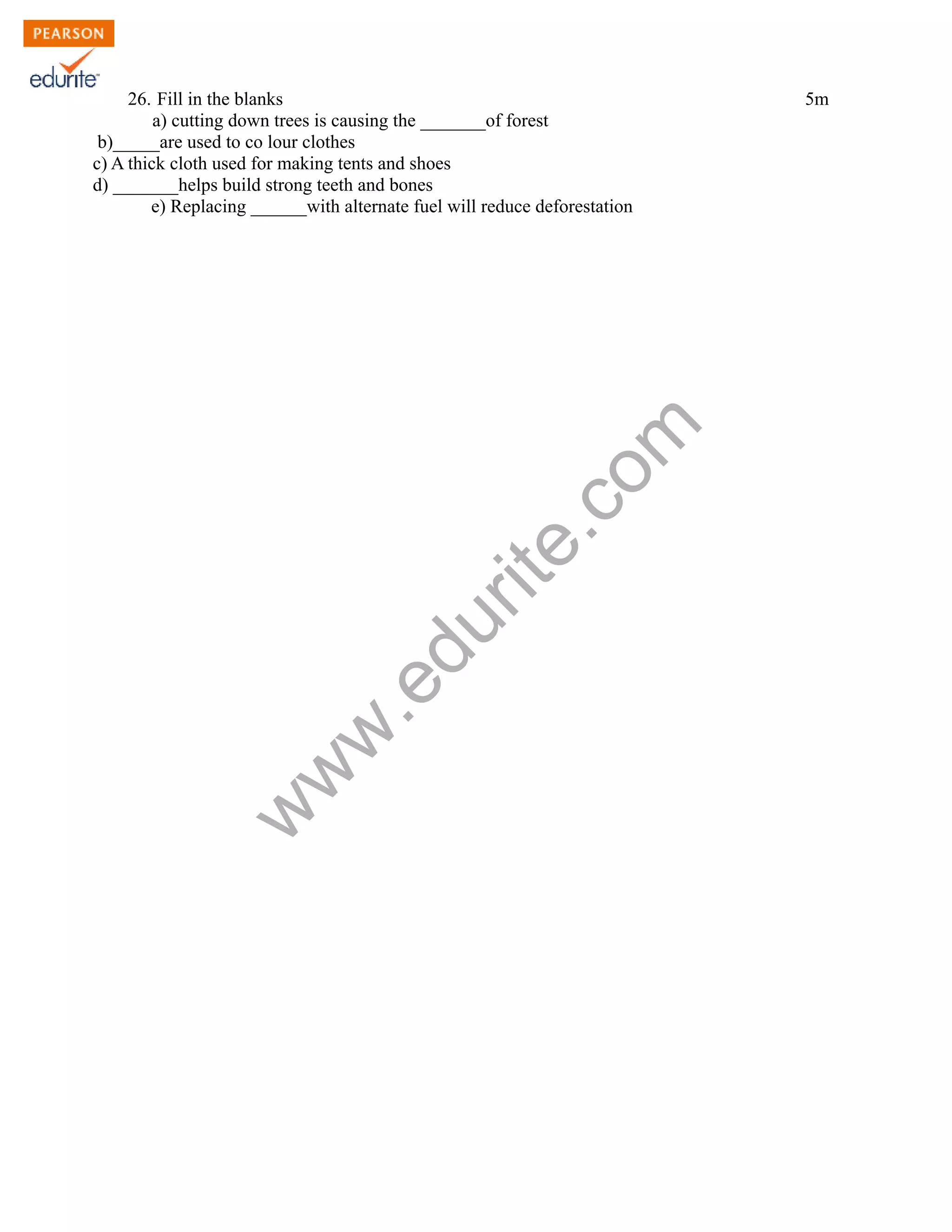 Class 5 Cbse EVS Sample Paper Term 1 Model 2 | PDF