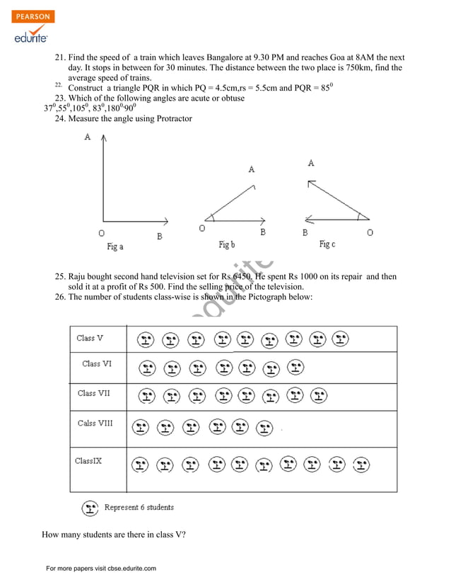 Cbse Class 5 Maths Sample Paper Term 2 Model 2 | PDF | Physics | Science