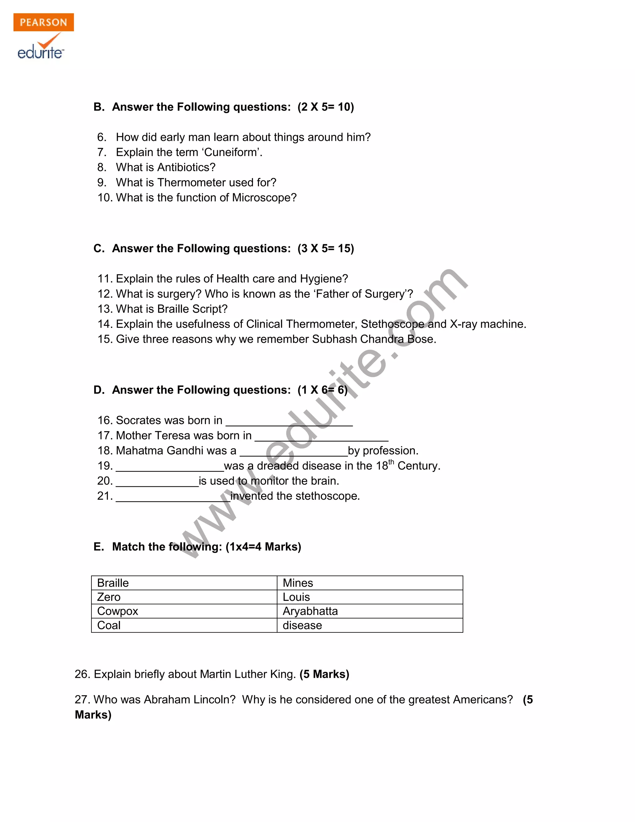 Class 5 Cbse Social Science Sample Paper Term 2 Model 1 | PDF