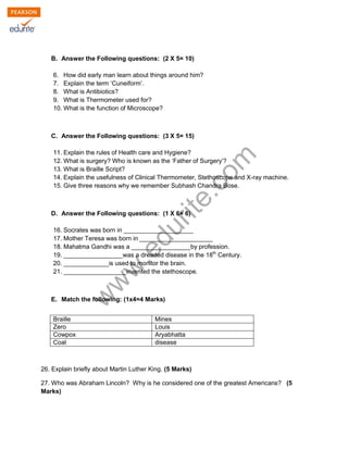 Class 5 Cbse Social Science Sample Paper Term 2 Model 1 | PDF