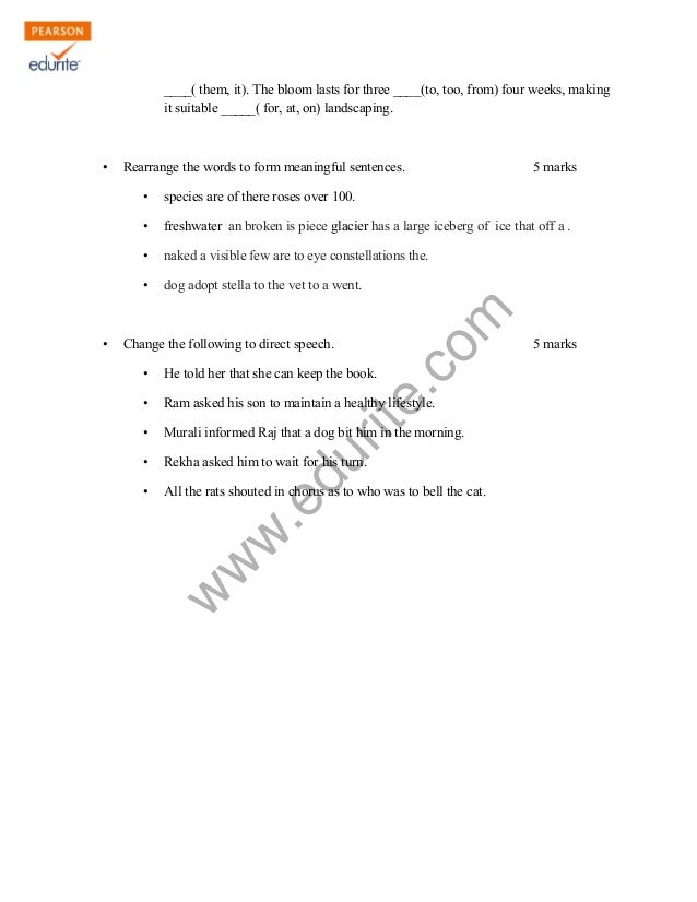 Class 6 Cbse English Sample Paper Model 1