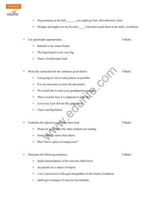 Class 6 Cbse English Sample Paper Model 2 | PDF