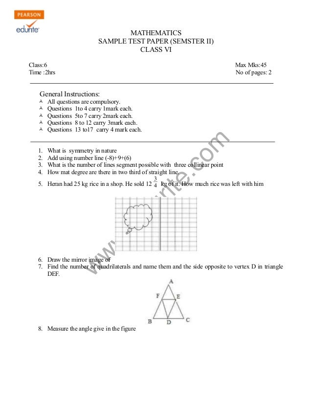 Class 6 Cbse Maths Sample Paper Term 2 Model 3 Class 6 Cbse Maths Sample Paper Term 2 Model 3