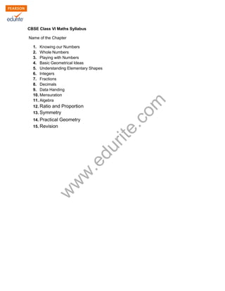 Class 6 Cbse Maths Syllabus 2011-12 | PDF
