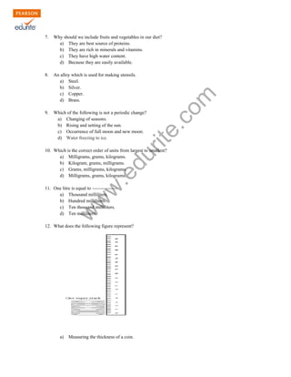 Cbse Class 6 Science Sample Paper Model 1 | PDF