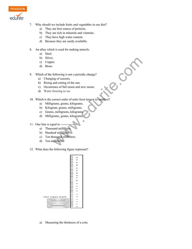 Cbse Class 6 Science Sample Paper Model 1 | PDF