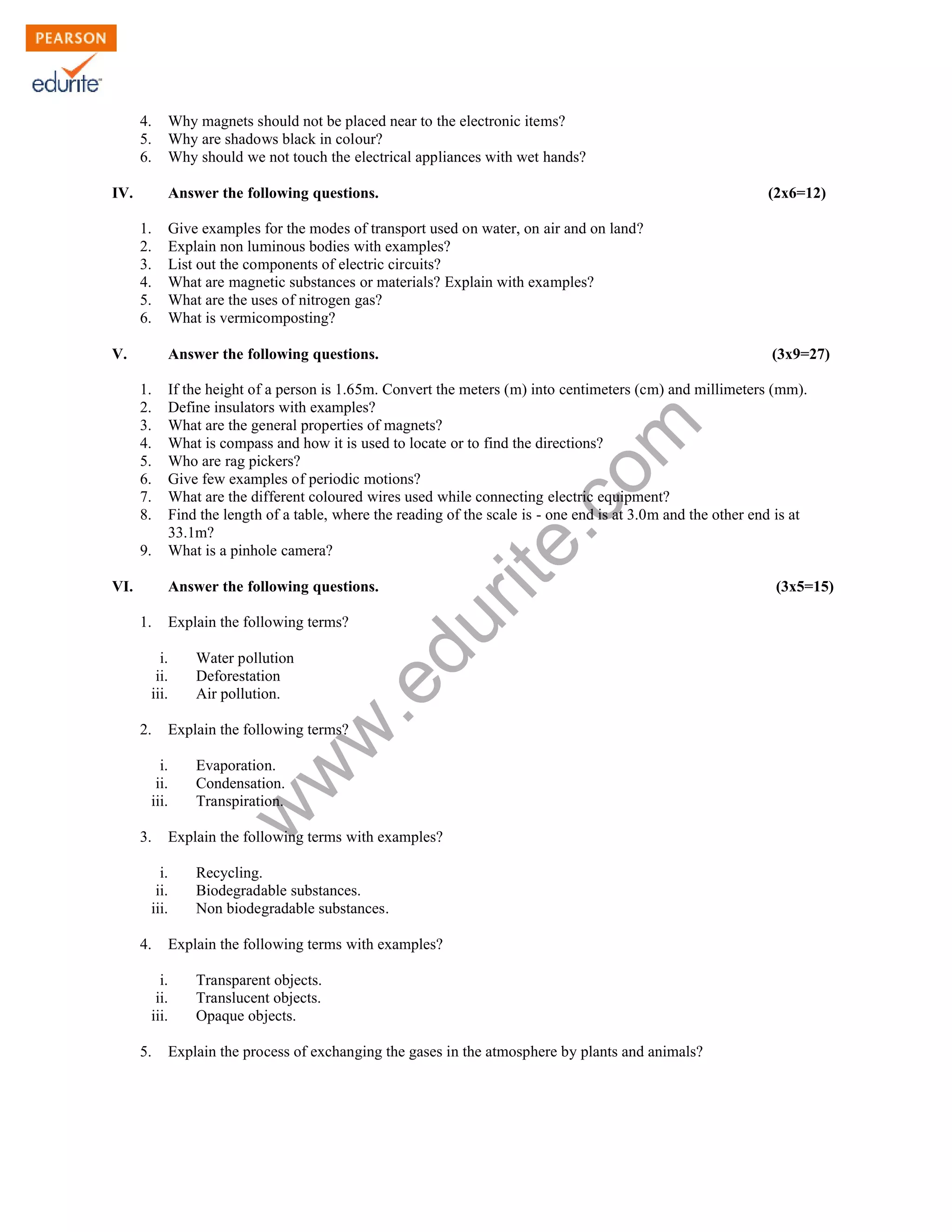 Class 6 Cbse Science Sample Paper Term 2 Model 1 | PDF