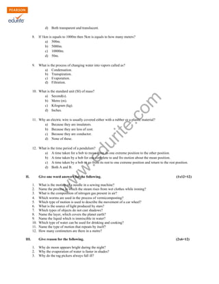 Class 6 Cbse Science Sample Paper Term 2 Model 1 | PDF | Physics | Science