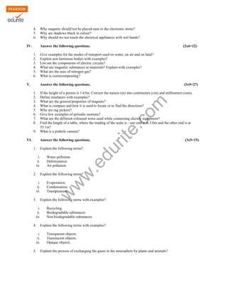Class 6 Cbse Science Sample Paper Term 2 Model 1 | PDF | Physics | Science