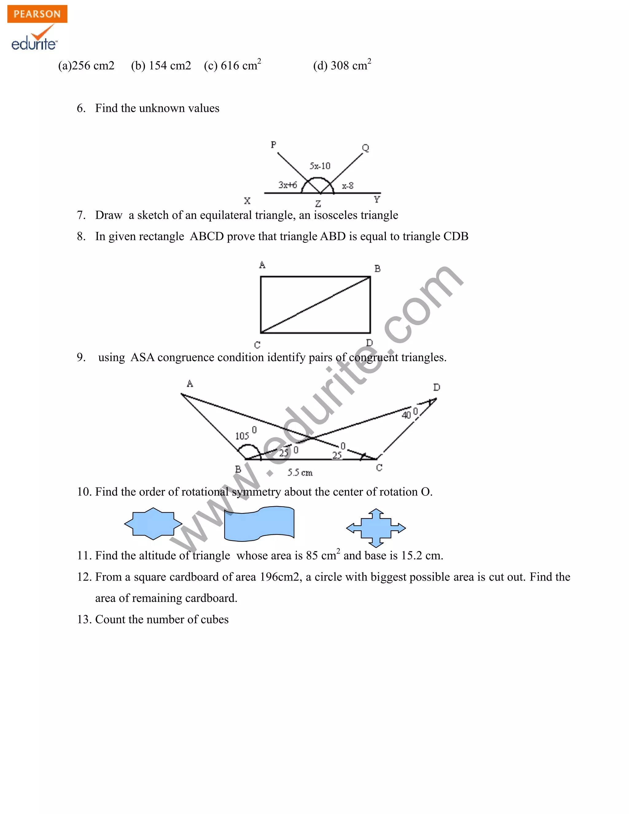 Class 7 Cbse Maths Sample Paper Term 2 Model 3 | PDF