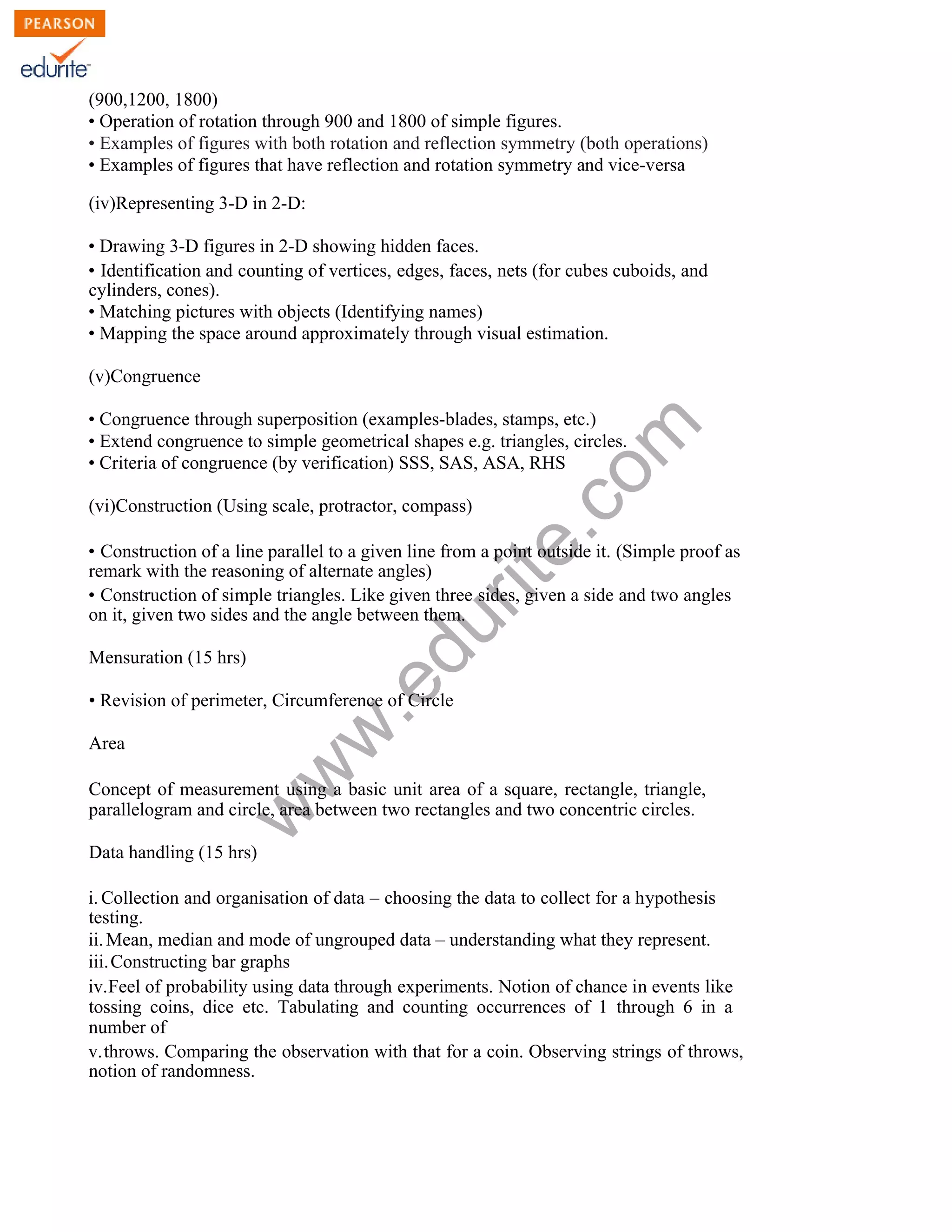 Class 7 Cbse Maths Syllabus 2010-11 | PDF Class 7 Cbse Maths Syllabus 2010-11 | PDF
