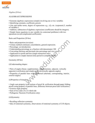 Class 7 Cbse Maths Syllabus 2010-11 | PDF