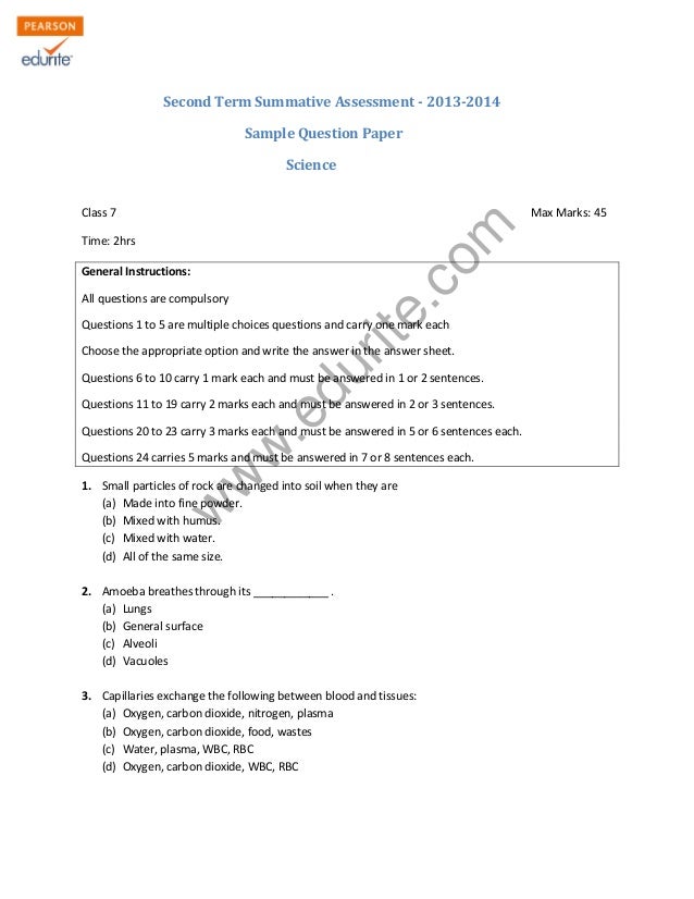 Class 7 Cbse Science Sample Paper Term 2 Model 1